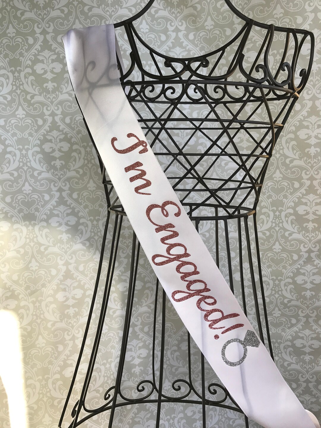 I'm Engaged! Silver Glitter Diamond Ring Bachelorette Party/ Engagement ...