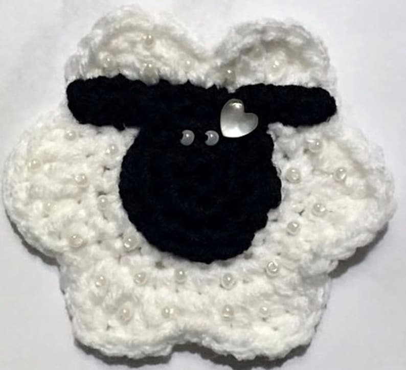 Crochet Beaded Sheep Applique Pattern - Etsy UK