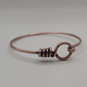 Simple Oxidized Hammered Copper Bracelet Cuff Hook & Loop Clasp - Etsy