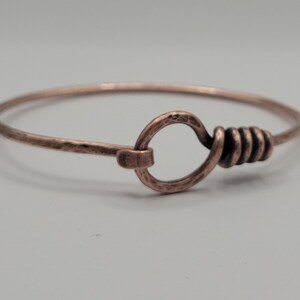 Simple Oxidized Hammered Copper Bracelet Cuff Hook & Loop Clasp - Etsy