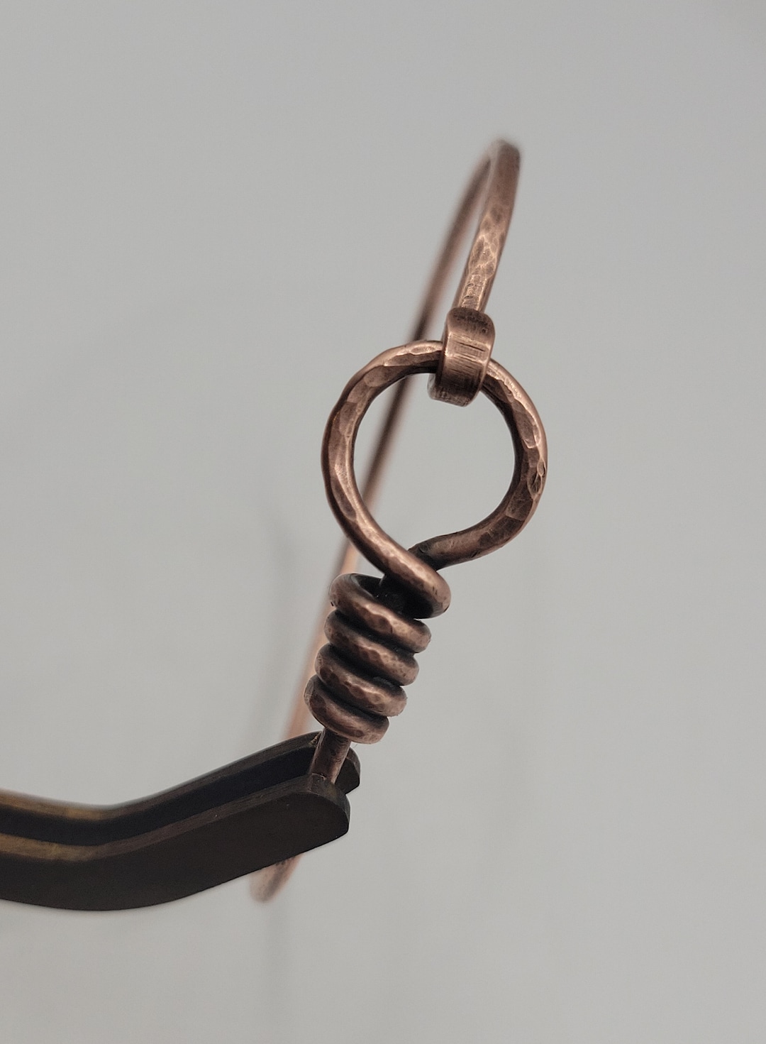 Simple Oxidized Hammered Copper Bracelet Cuff Hook & Loop Clasp - Etsy
