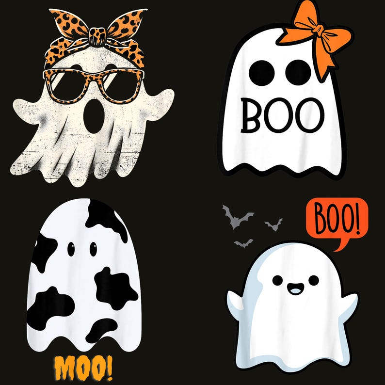 Cute Ghost Bundle PNG, Cute Halloween PNG, Cute Ghost PNG, Cute Ghost ...