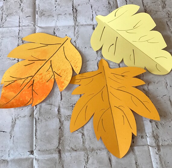 Paper autumn leaves green leaves leaves cut outs Pack of 5 | Etsy