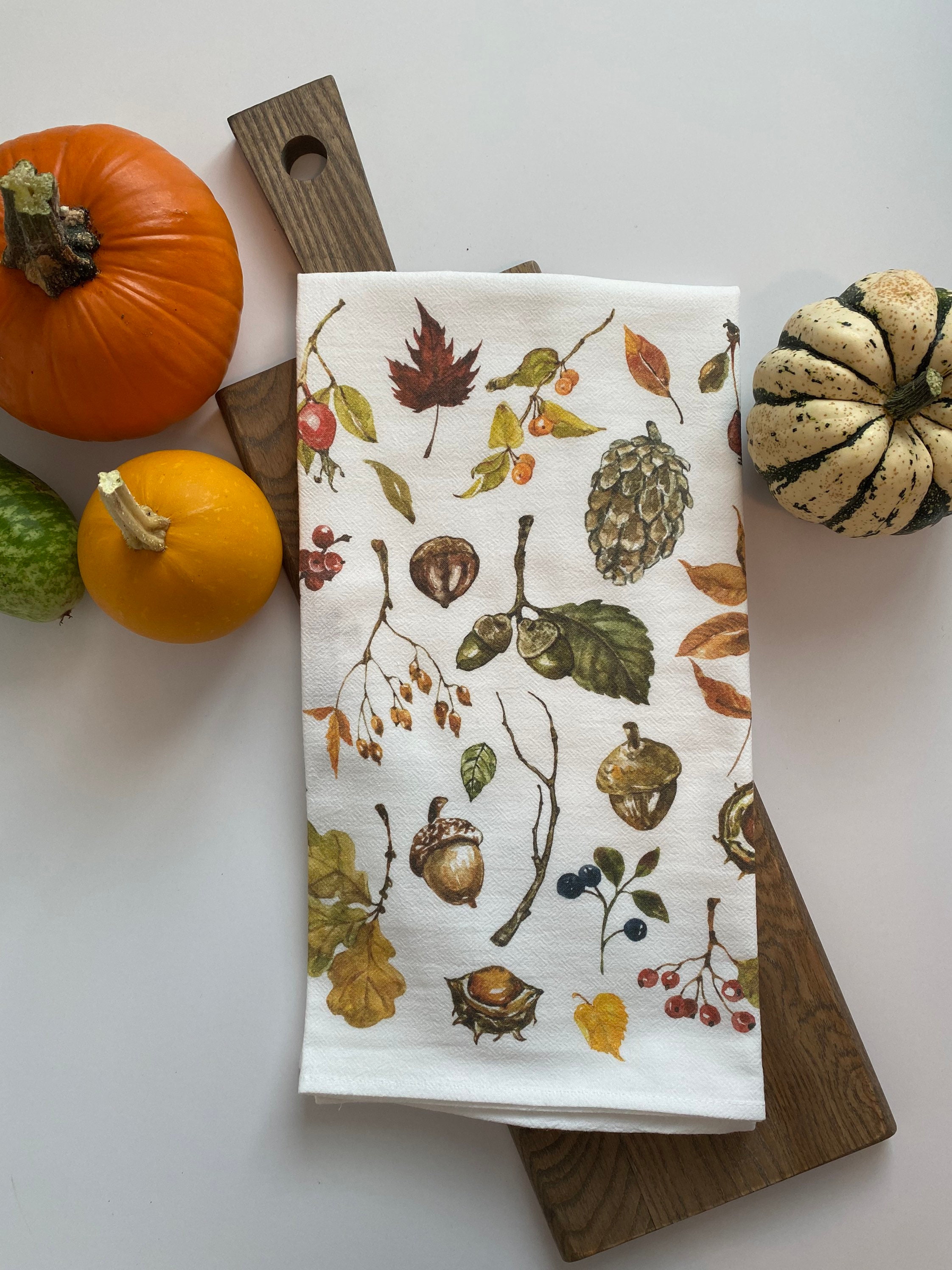 Fall Tea Towels. Fall Decor. Flour Sack Towels. Fall Dish | Etsy