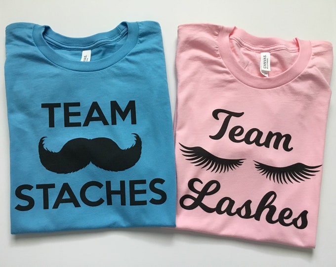 ONE Gender Reveal Shirts. Staches and Lashes. Gender Reveal Baseball ...