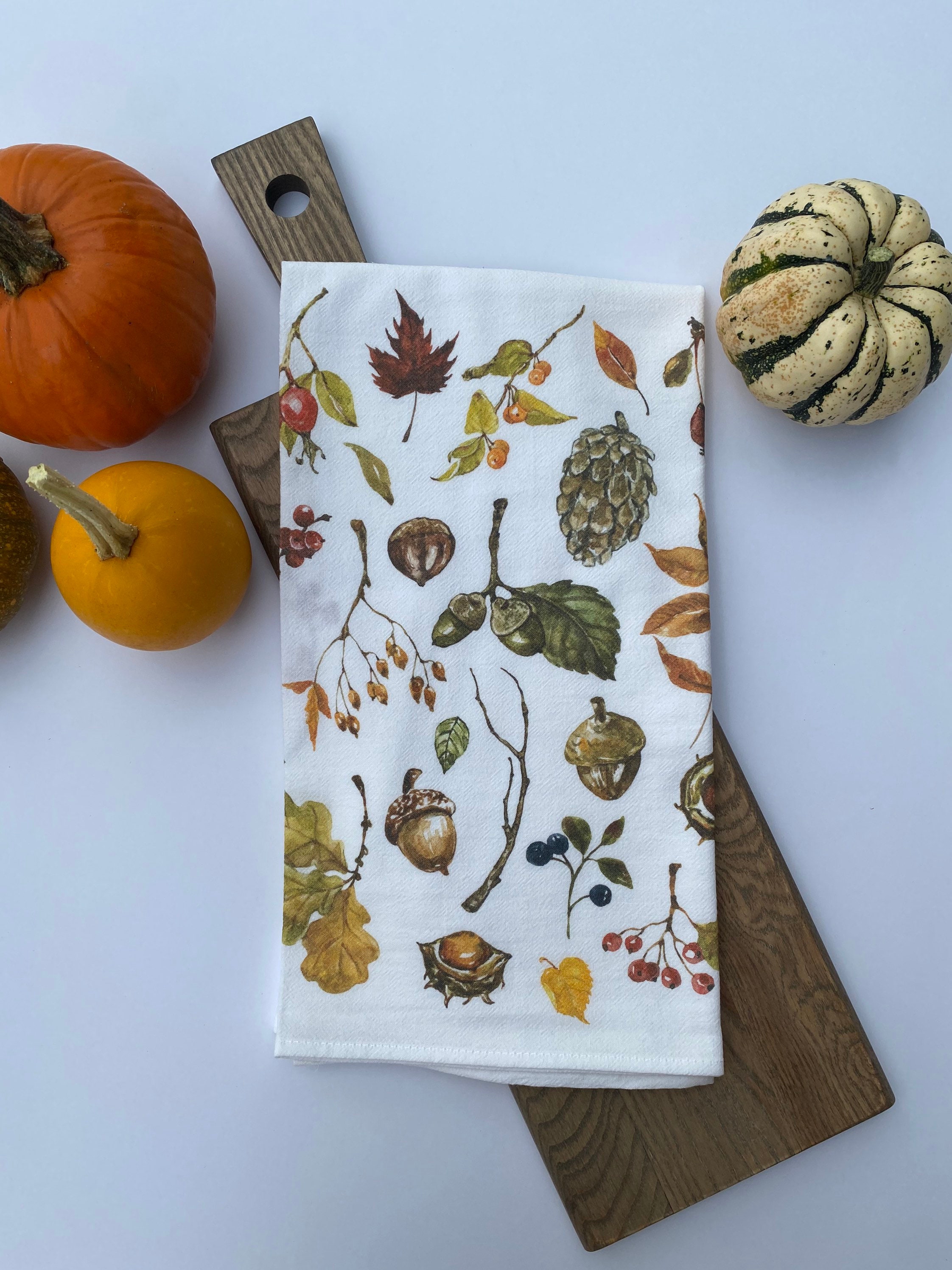 Fall Tea Towels. Fall Decor. Flour Sack Towels. Fall Dish - Etsy
