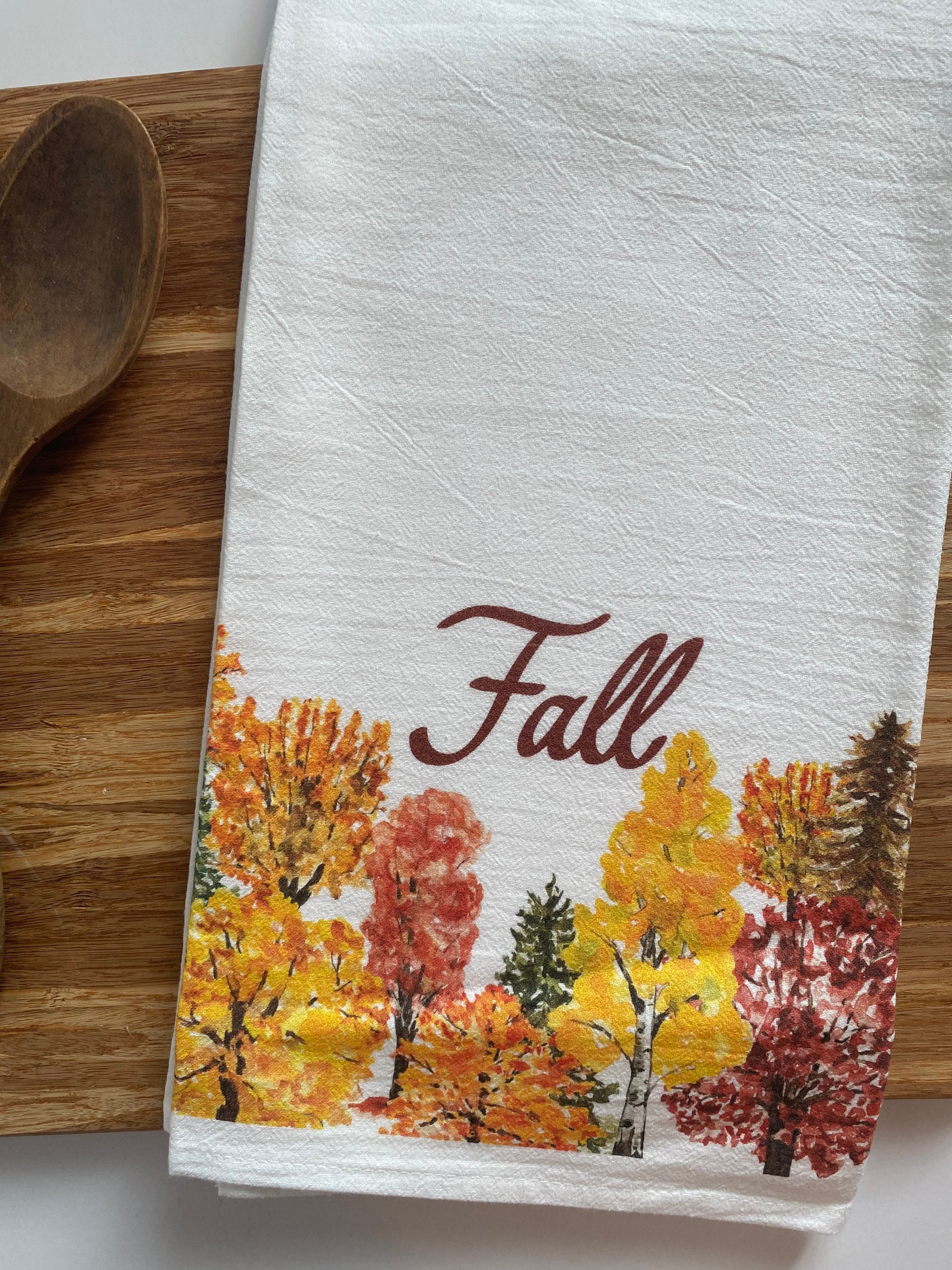 Fall Tea Towels. Flour Sack Towels. Farmhouse Decor. Tea Towel - Etsy