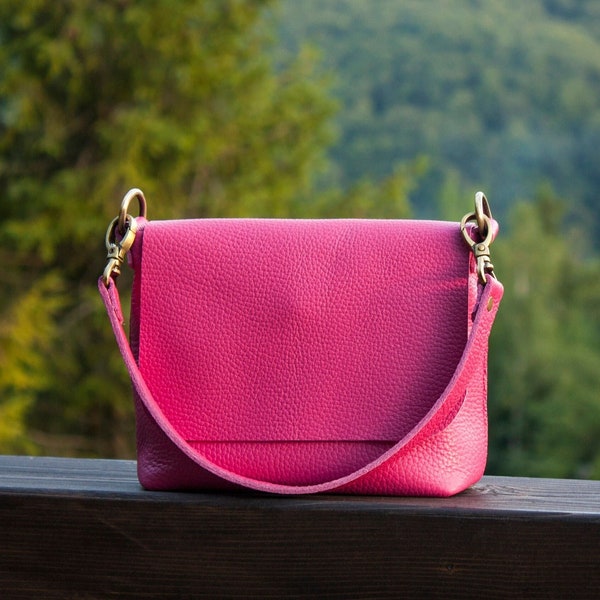 Hot Pink Leather Handbags - Etsy