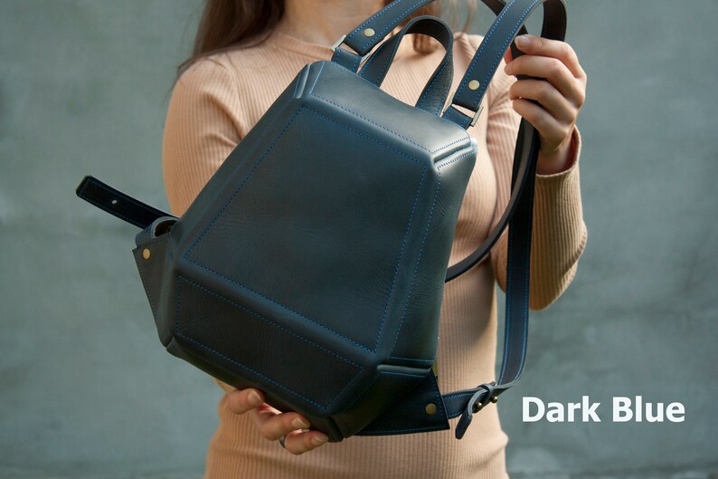 Anti Theft Leather Mini Backpack Women Dark Blue Rucksack - Etsy