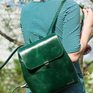 Green Backpack Woman iPad Backpack Small Leather Rucksack - Etsy