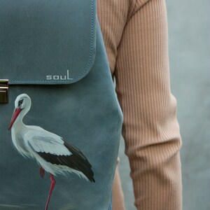 Women Satchel With Birds Large Backpack for Travel White Stork Birds ...