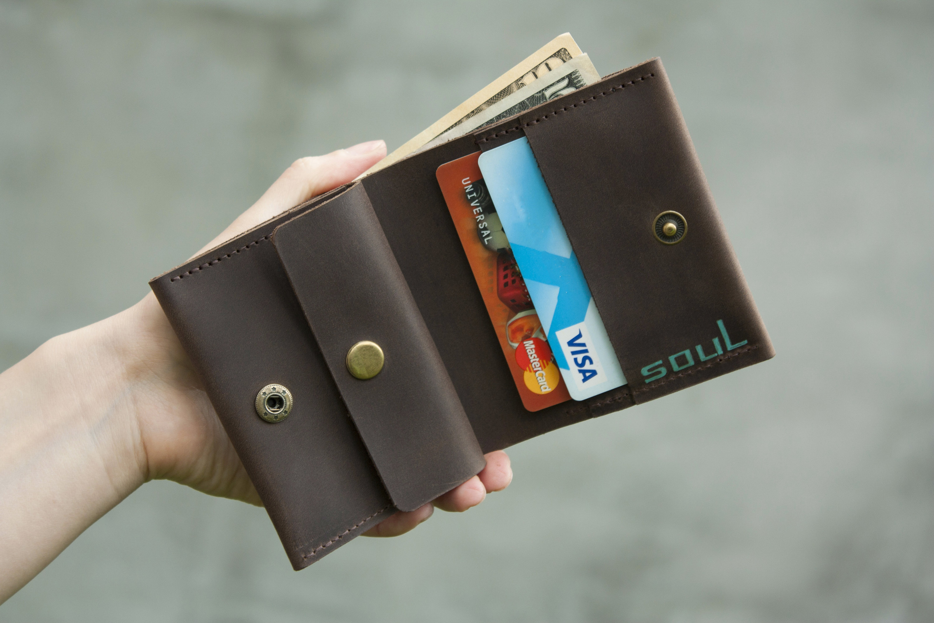 Women Wallet With Hummingbird Bird in Flight Brown Leather Bifold Mini ...