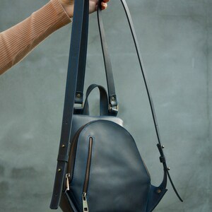 Anti Theft Leather Mini Backpack Women Dark Blue Rucksack - Etsy
