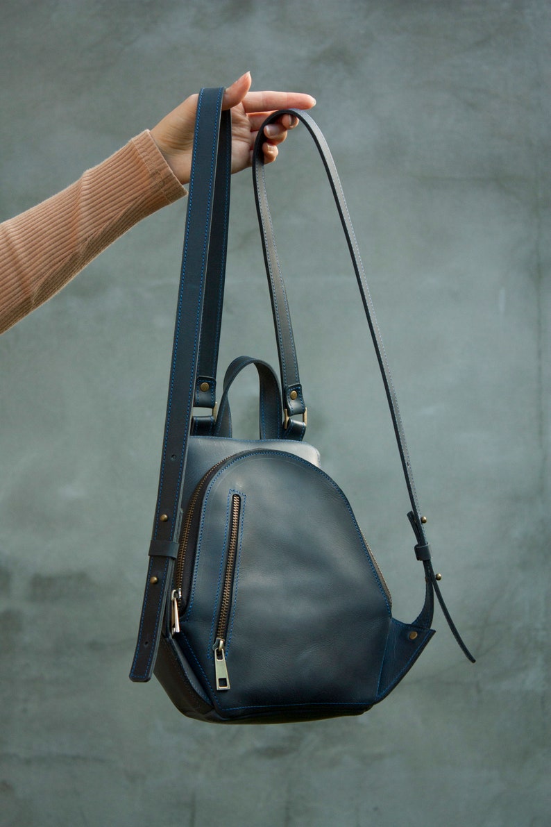 Anti Theft Leather Mini Backpack Women Dark Blue Rucksack - Etsy