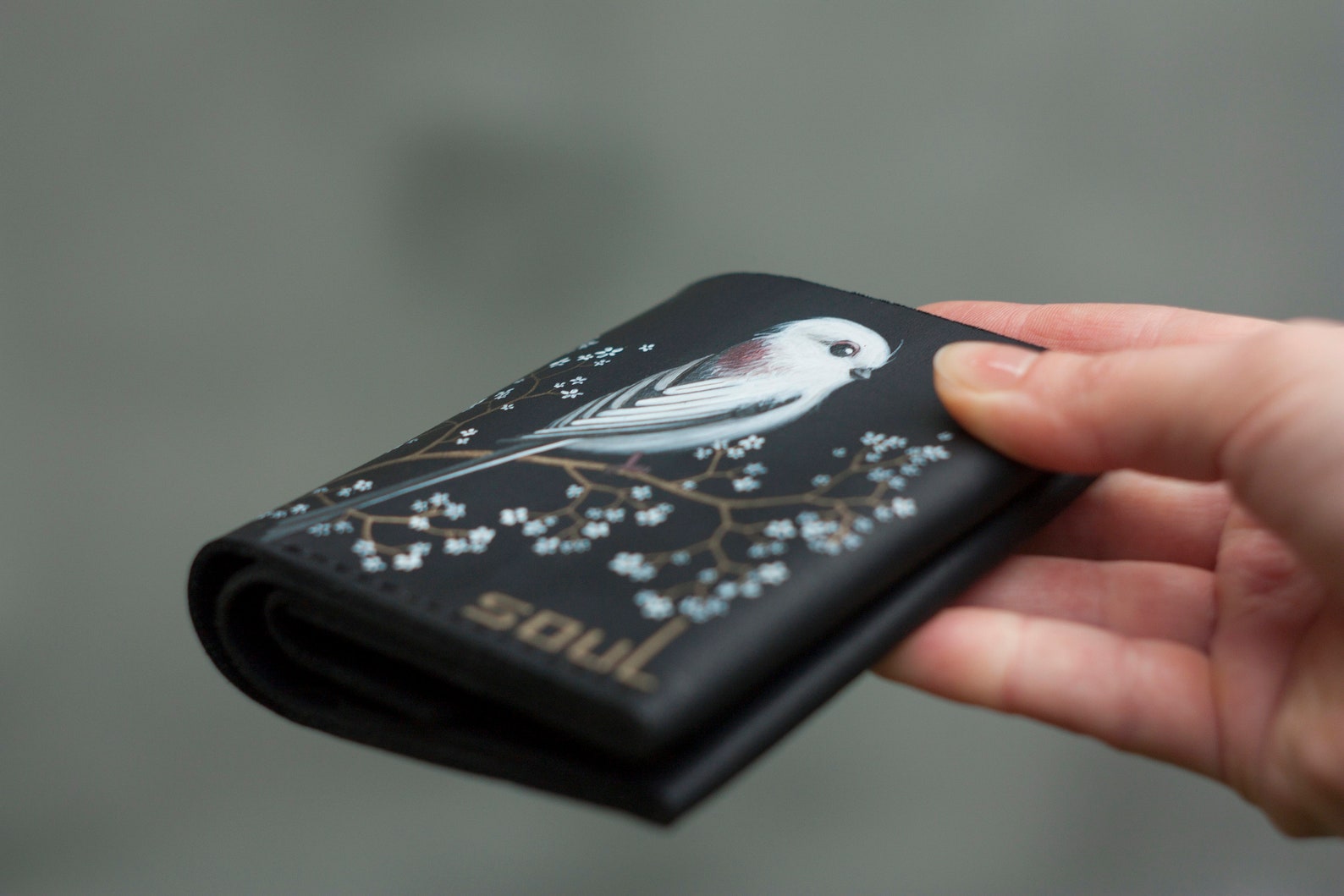 Women White Bird Wallet Vintage Black Leather Purse Mini - Etsy