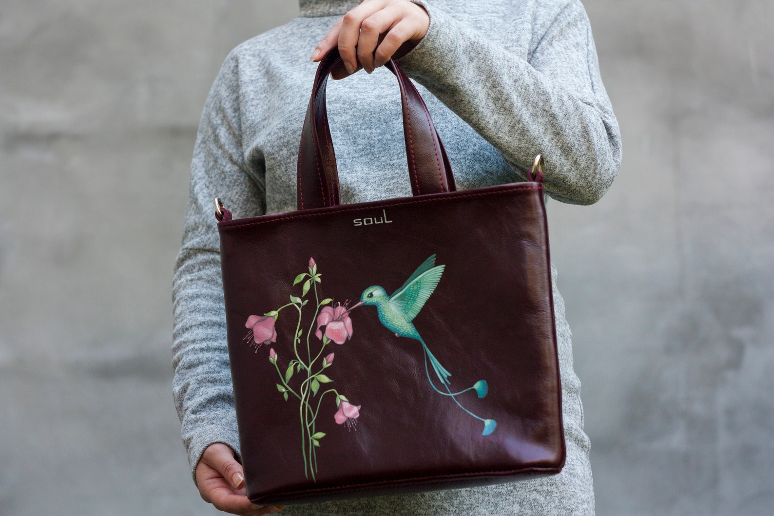 Women Leather Crossbody Bag With Hummingbird Bird Personalized Mother's ...