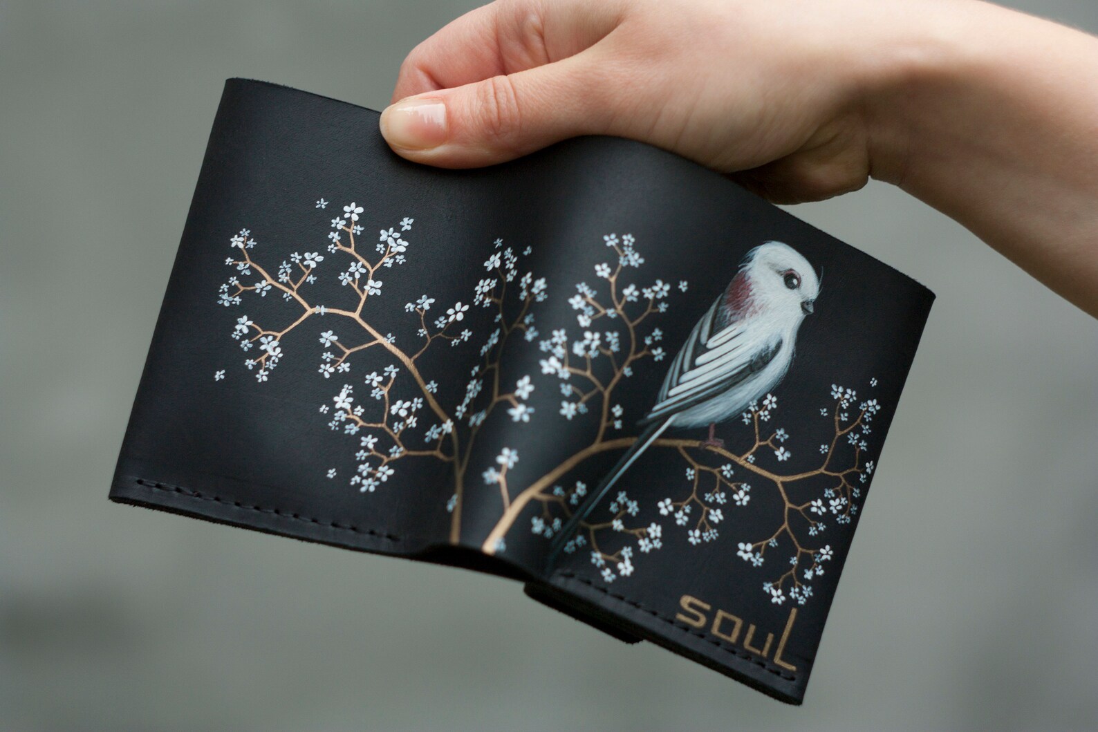 Women White Bird Wallet Vintage Black Leather Purse Mini - Etsy