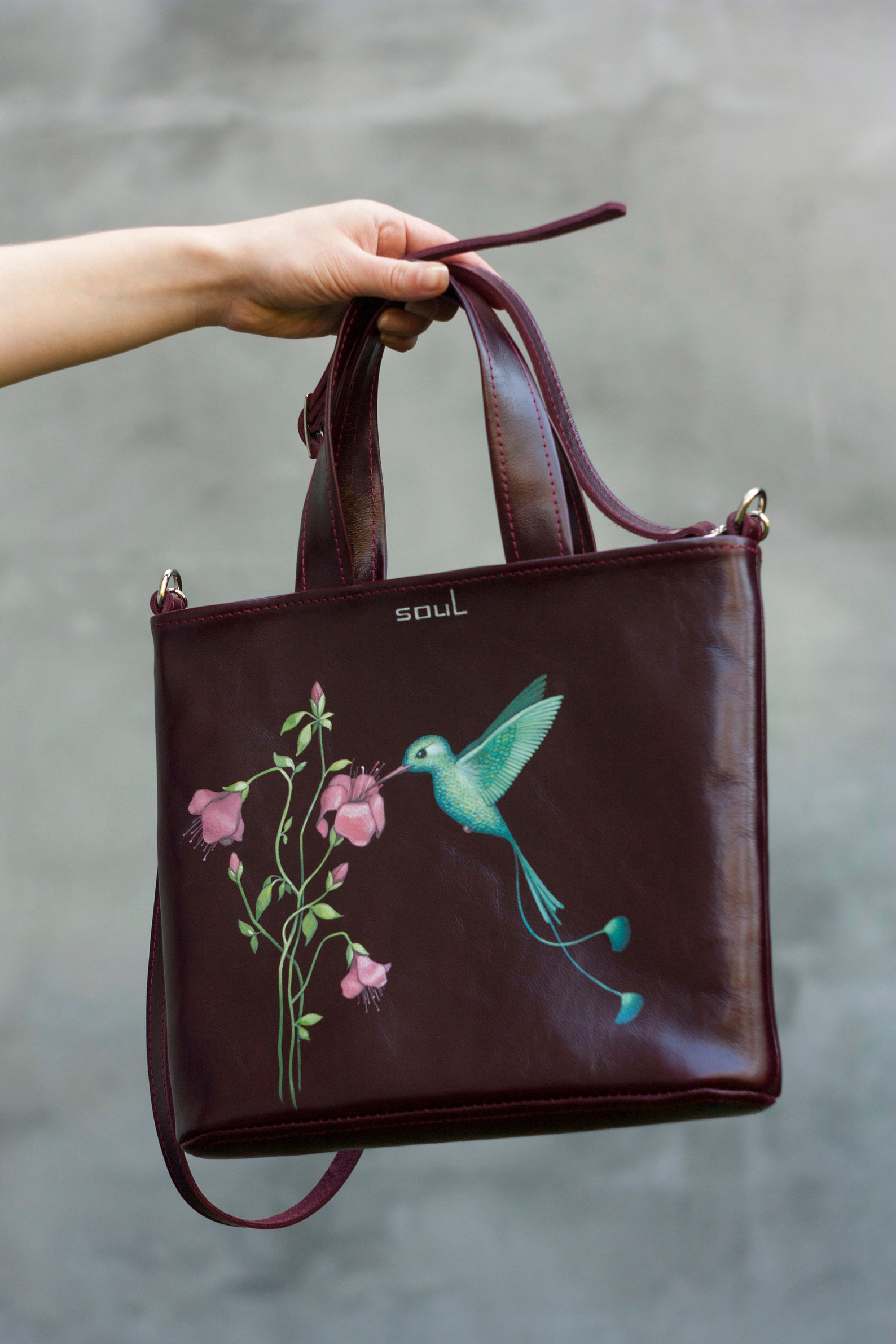 Women Leather Crossbody Bag With Hummingbird Bird Personalized Mother's ...