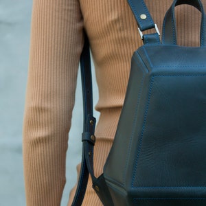 Anti Theft Leather Mini Backpack Women Dark Blue Rucksack - Etsy