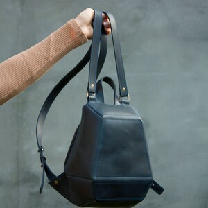 Anti Theft Leather Mini Backpack Women Dark Blue Rucksack - Etsy