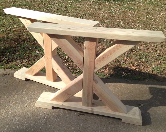 Farmhouse Trestle Table Legs, X-frame Table Legs, Wood Table Legs, Wide ...