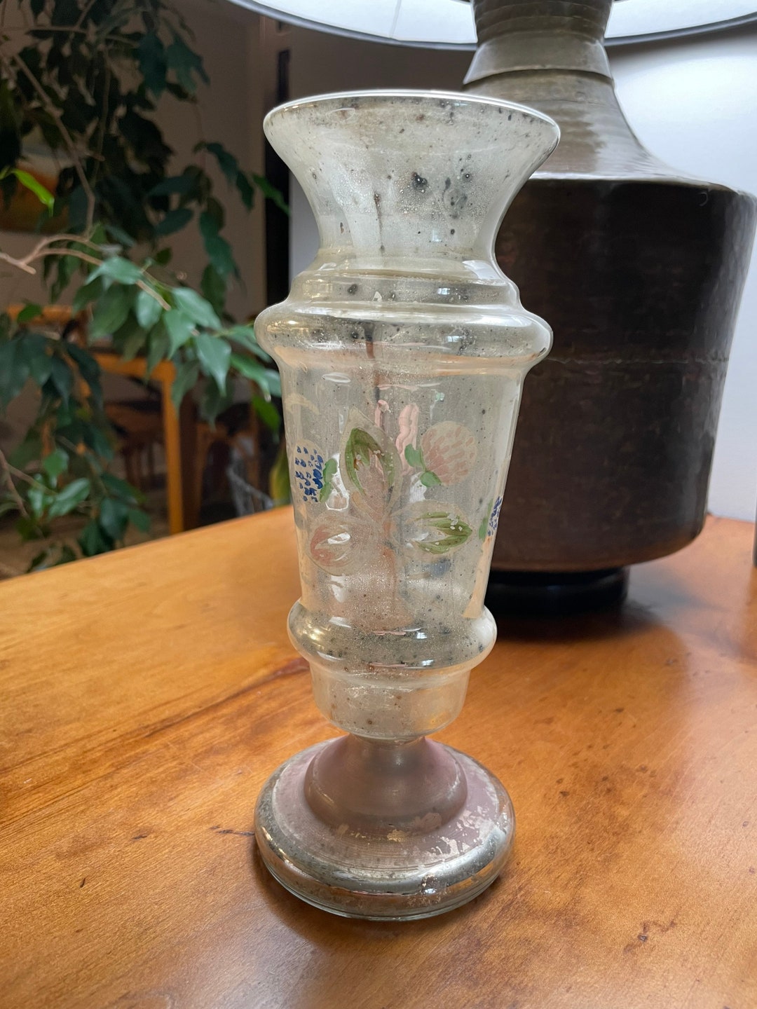 Victorian Mercury Glass Footed Vase - Etsy