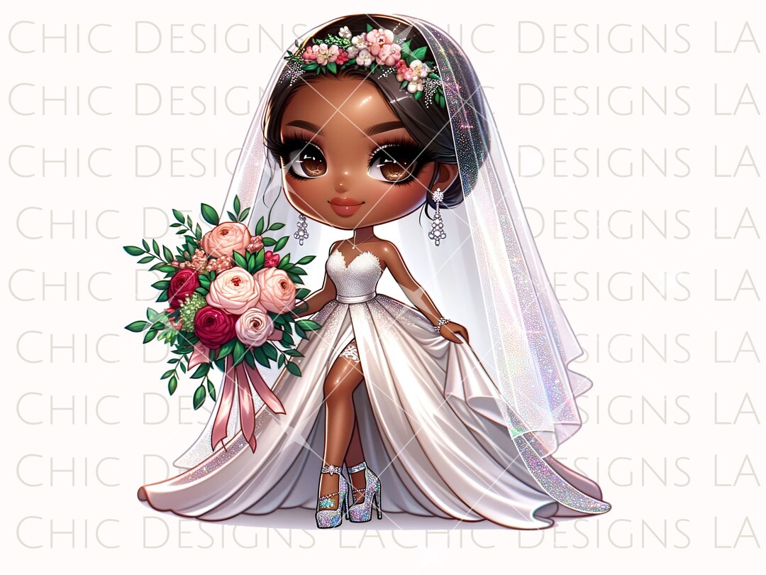 Chibi Bride With Garter & Bouquet Transparent PNG Cartoon Illustration ...