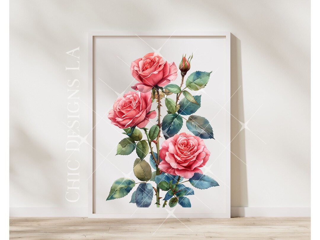 Prinatble Art, Long Stem Pink Roses Transparent PNG Design Bushel of ...