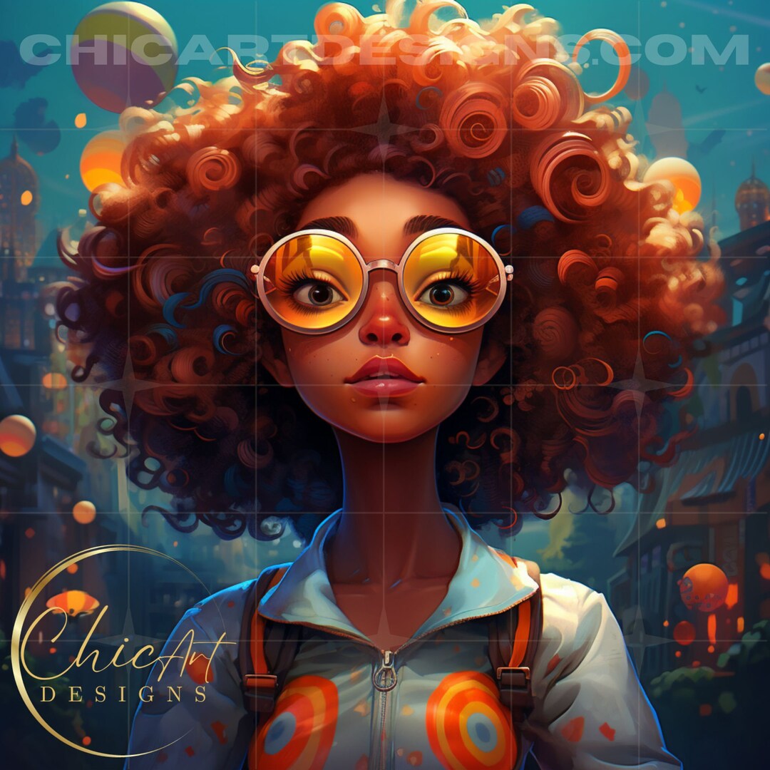 Animated African American Ginger Girl Sci-fi PNG Illustration, Book ...