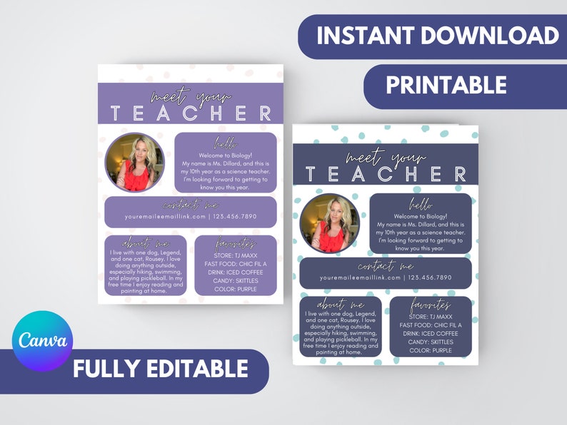 Eight Color Options!! Meet the Teacher | Back to School | Template ...