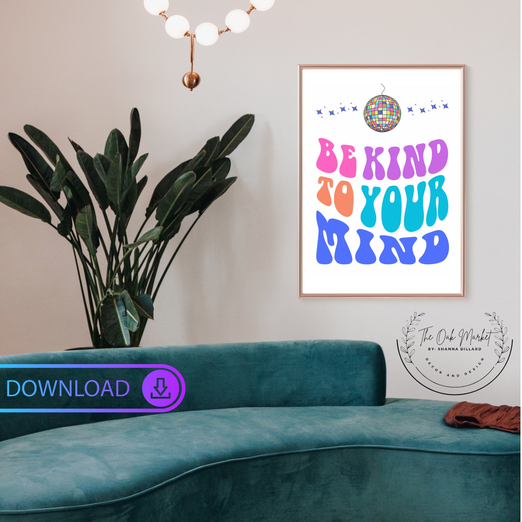 School Counselor Art | Retro Wall Art | Be Kind to Your Mind| Groovy ...