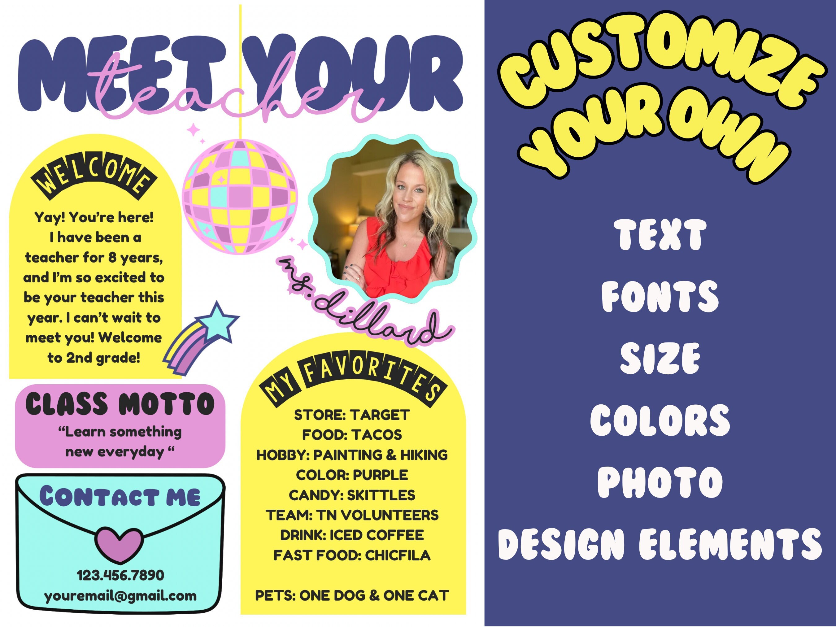 Meet the Teacher Back to School Template Instant Download Retro Teacher ...