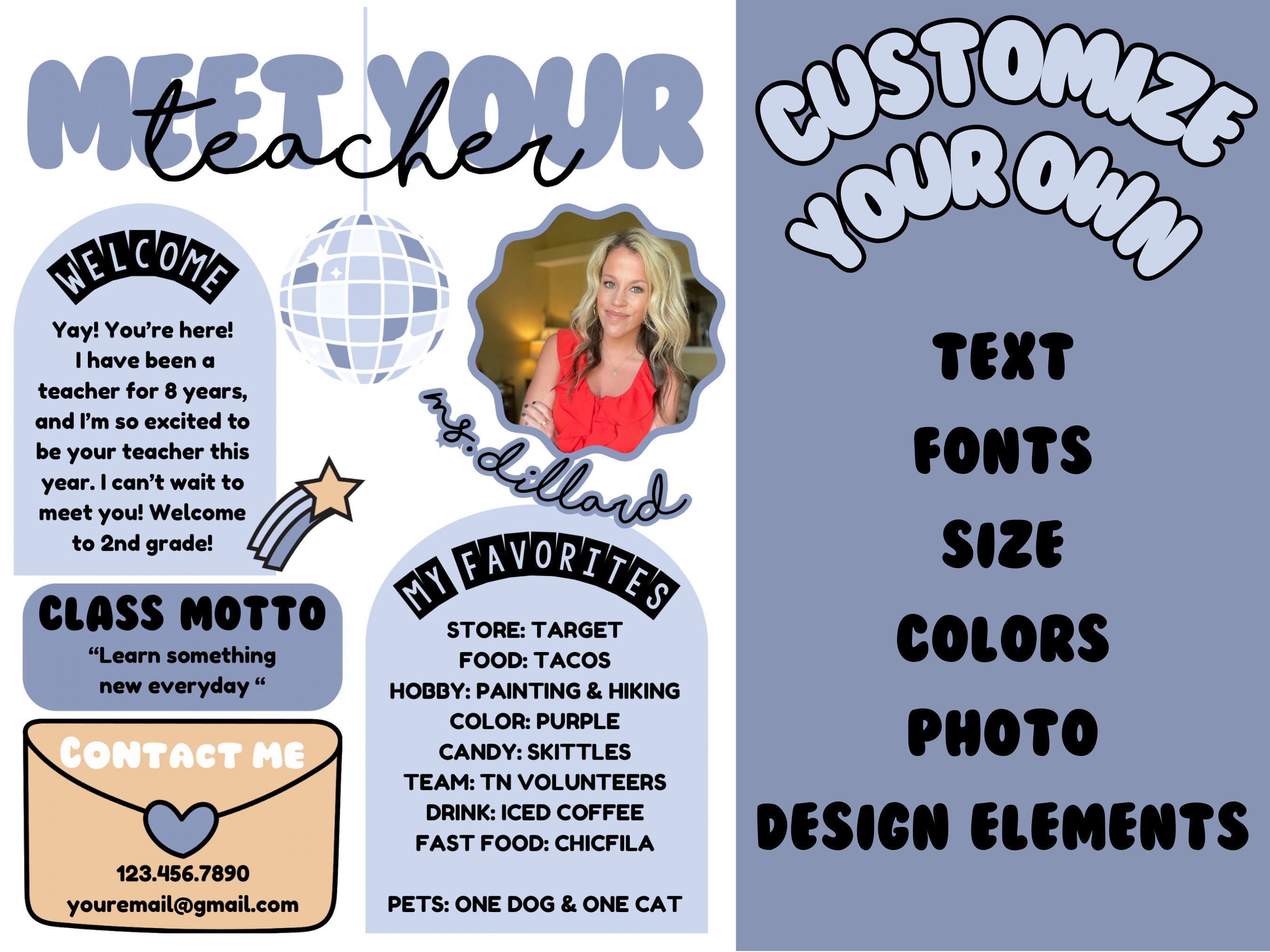 Meet the Teacher Back to School Template Instant Download Retro Teacher ...