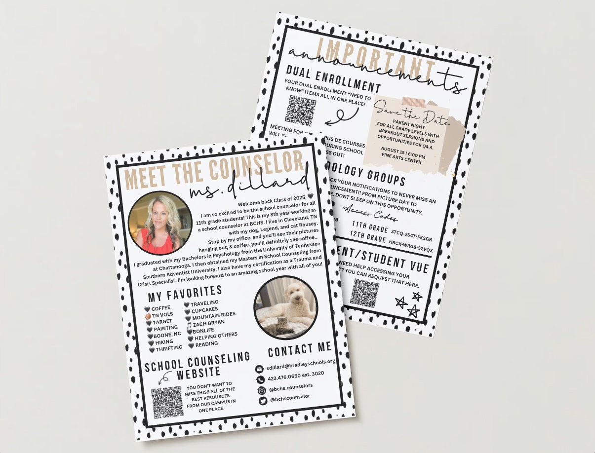 Meet the Counselor School Counselor Back to School Template Instant ...