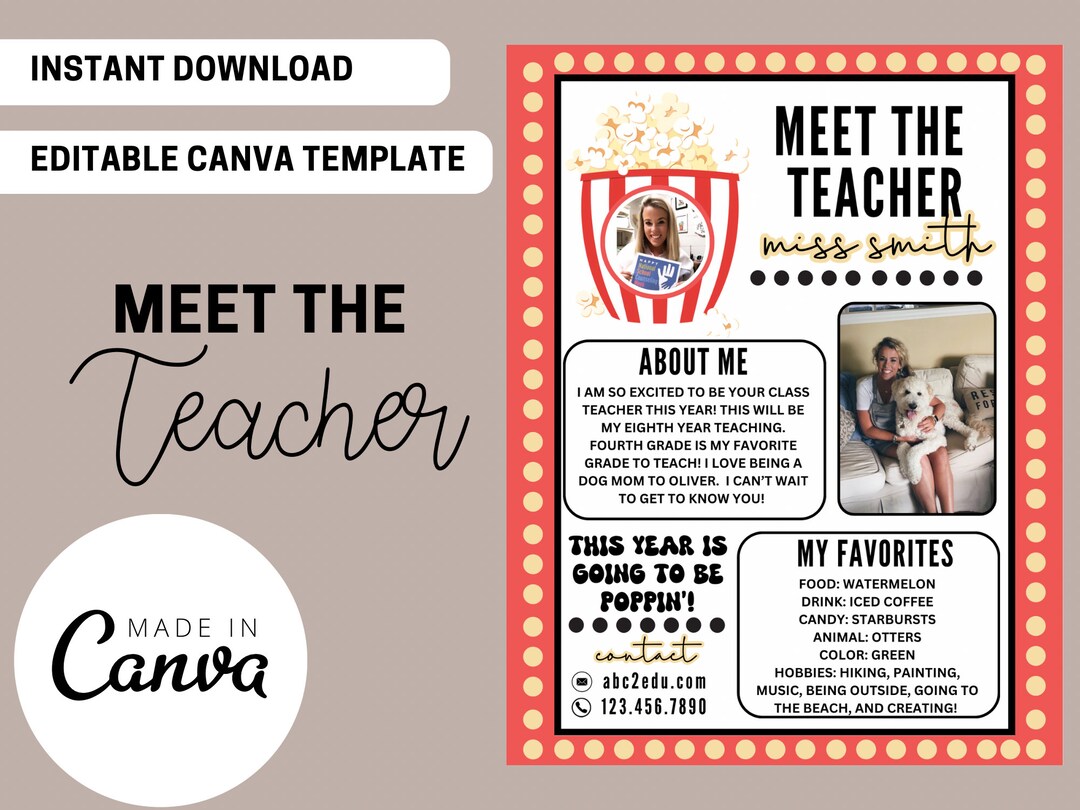 Meet the Teacher | Back to School | Template | Instant Download ...