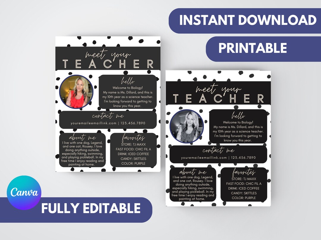 Eight Color Options!! Meet the Teacher | Back to School | Template ...