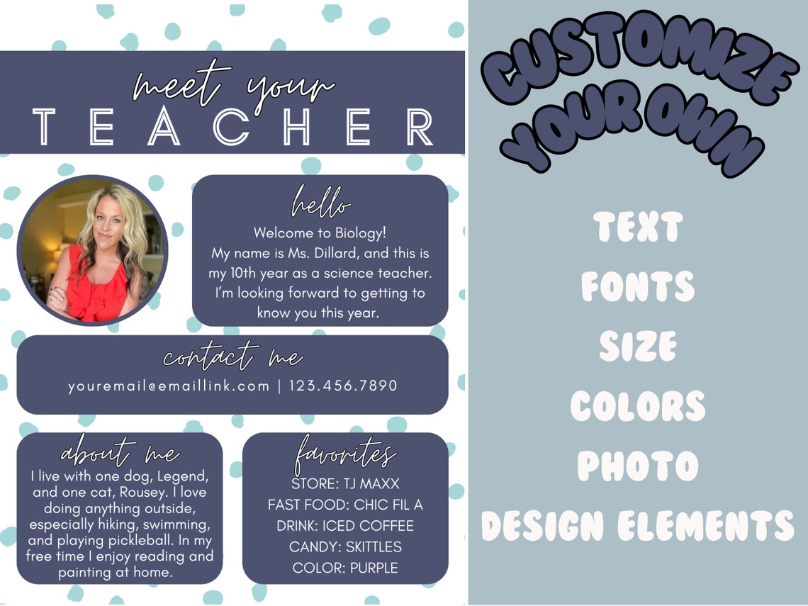 Eight Color Options!! Meet the Teacher | Back to School | Template ...