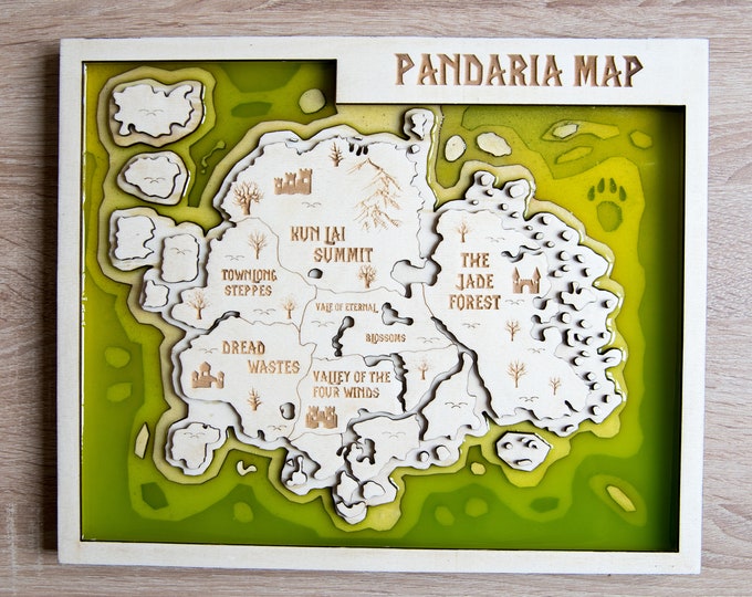 World of Warcraft Pandaria Map, Pandaria Map, WOW Pandaria Wooden Map ...