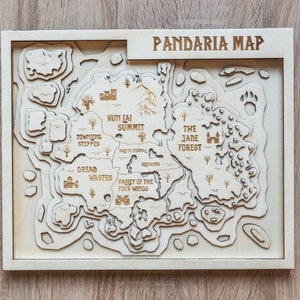 World of Warcraft Pandaria Map, Pandaria Map, WOW Pandaria Wooden Map ...