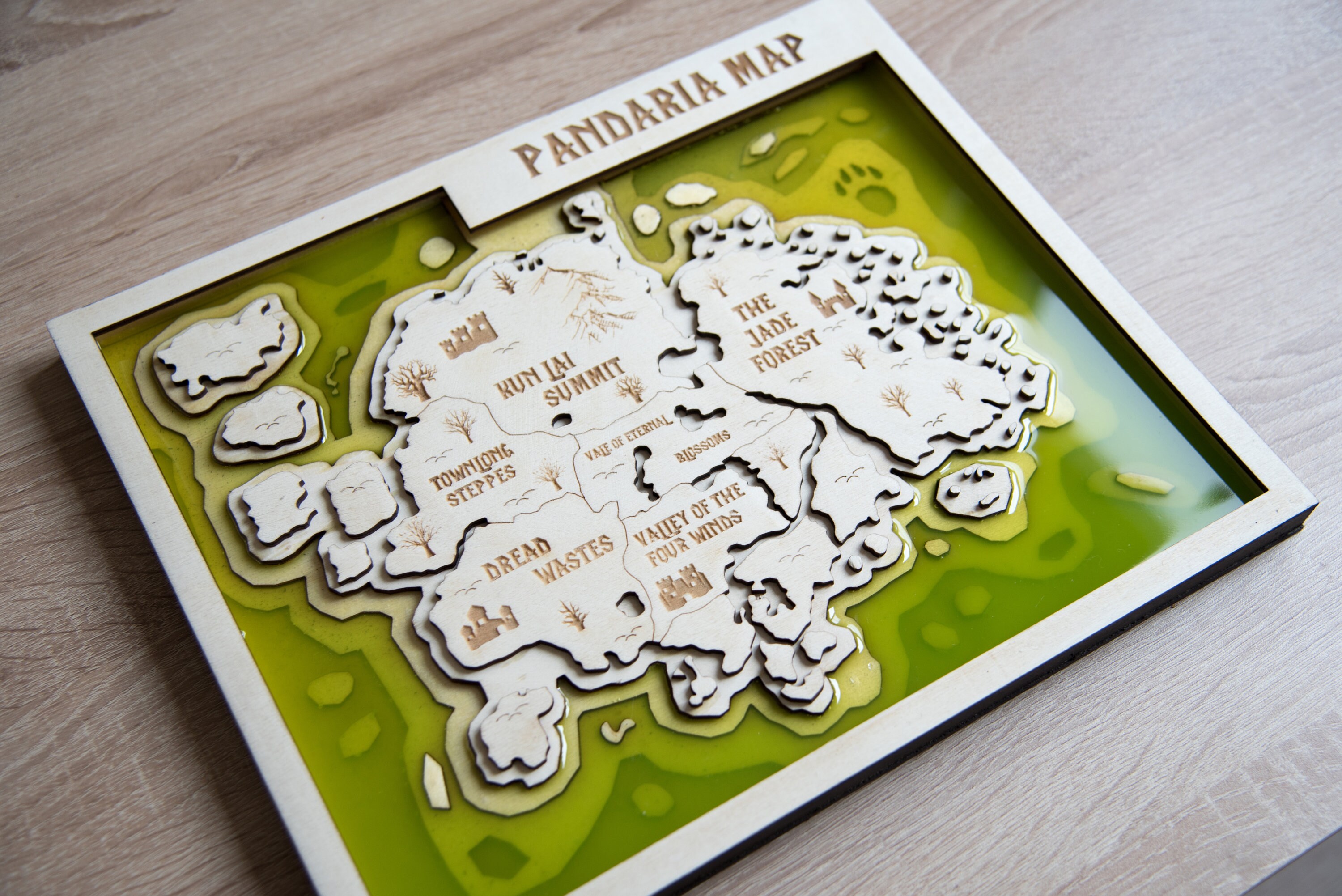 World of Warcraft Pandaria Map, Pandaria Map, WOW Pandaria Wooden Map ...