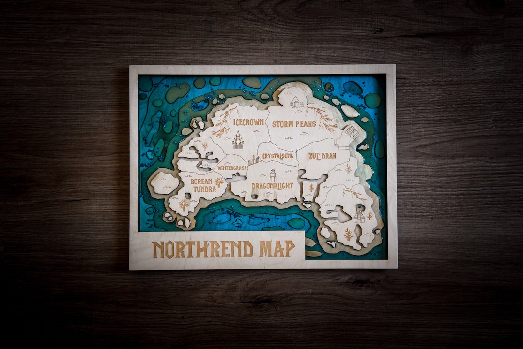 Northrend Map, World of Warcraft Map, Resin Northrend Map, Wooden 3d ...