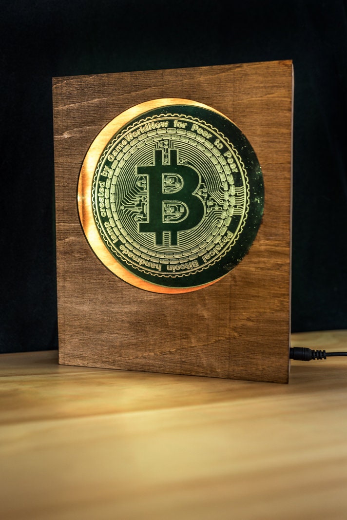 BITCOIN LAMP Led Lamp Handmade Bitcoin Lamp Wooden Lamp - Etsy