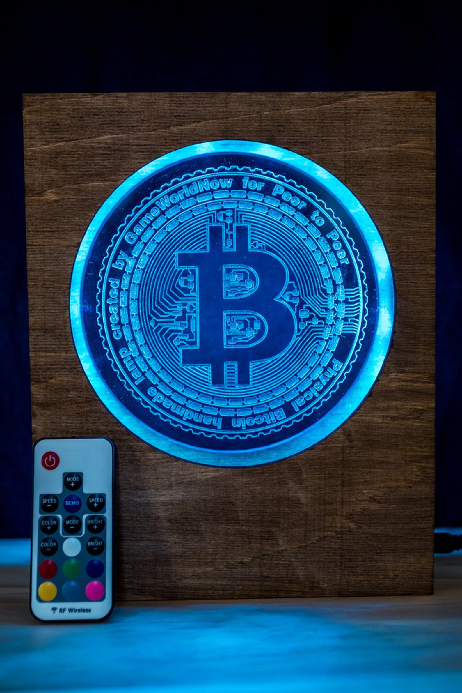 BITCOIN LAMP Led Lamp Handmade Bitcoin Lamp Wooden Lamp - Etsy