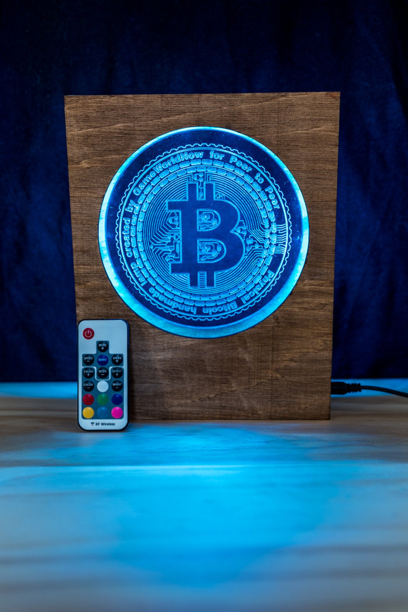 BITCOIN LAMP Led Lamp Handmade Bitcoin Lamp Wooden Lamp - Etsy