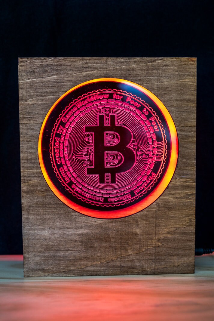 BITCOIN LAMP Led Lamp Handmade Bitcoin Lamp Wooden Lamp - Etsy