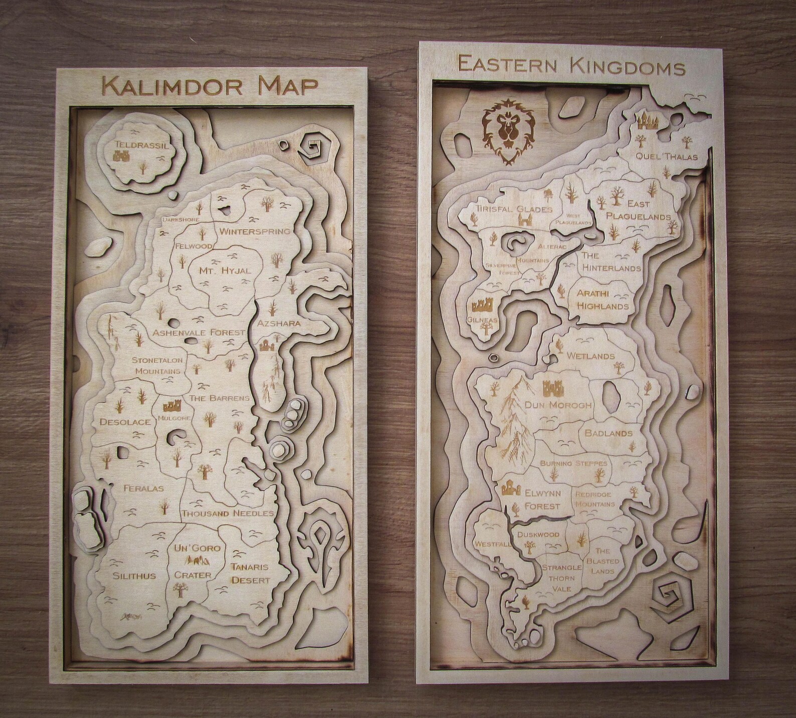 Eastern Kingdoms Map, Wood and Resin, World of Warcraft Wooden Map, Wow ...