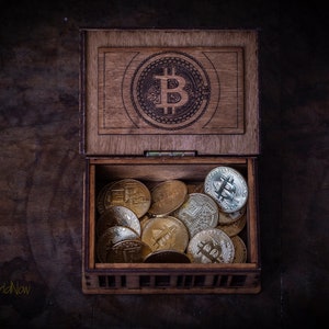 Bitcoin Wooden Box, Bitcoin Handmade Box, Bitcoin Fan Art, Bitcoin Gift ...