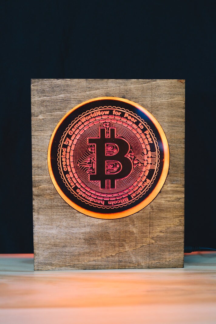 BITCOIN LAMP Led Lamp Handmade Bitcoin Lamp Wooden Lamp - Etsy