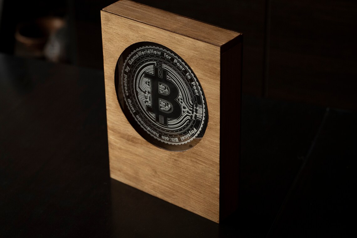 BITCOIN LAMP Led Lamp Handmade Bitcoin Lamp Wooden Lamp - Etsy