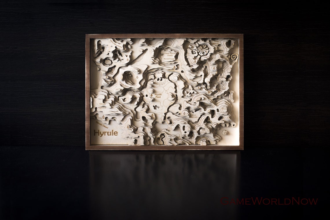 3D Hyrule Map, the Legend of Zelda: Breath of the Wild Map, Handmade ...